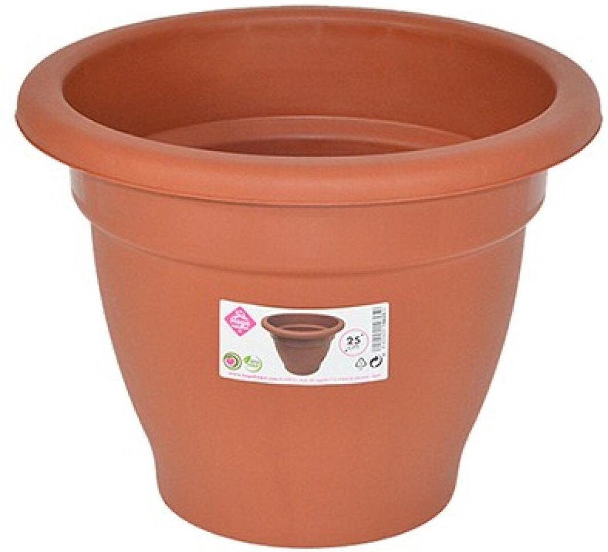 Set van 4x stuks terra cotta kleur ronde plantenpot/bloempot kunststof ...