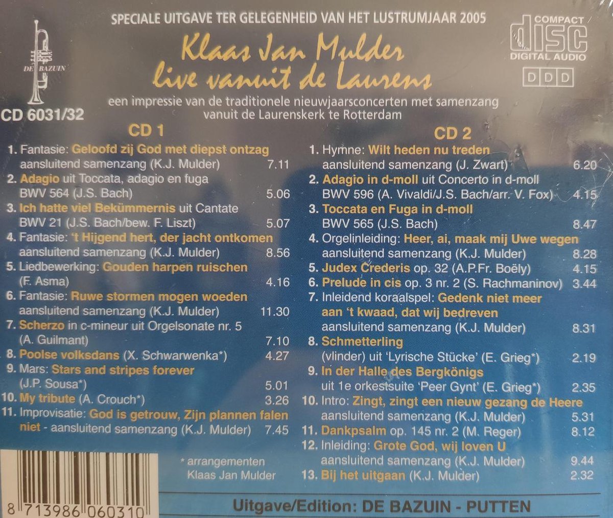 Klaas Jan Mulder live vanuit de Laurens / 2 CD BOX / Een impressie van ...