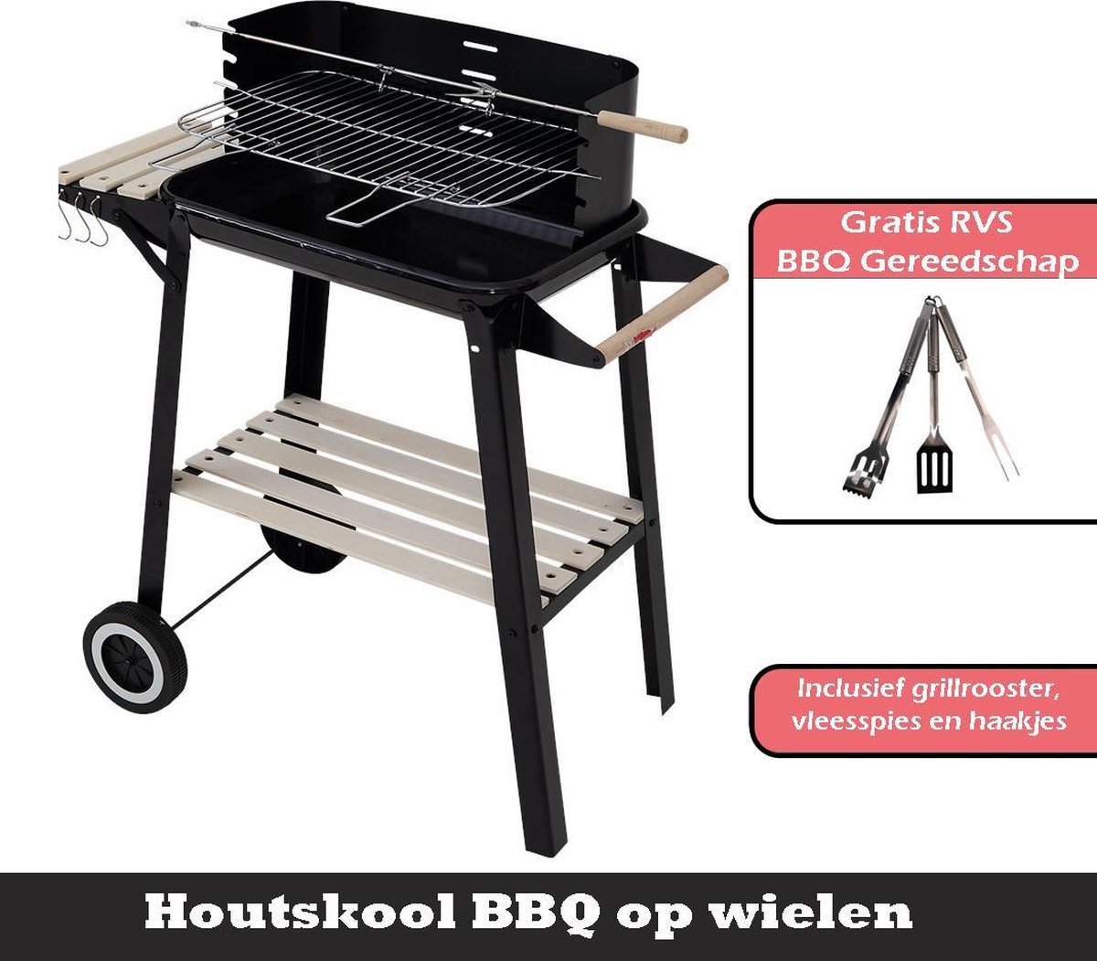 Barbecue | Houtskool BBQ | Zwart |Incl Grill Rooster| Incl Windscherm ...