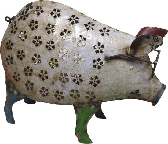 Gerecycled Beeld Van Een Groot Varken Met Een Kandelaar - Upcycle ...