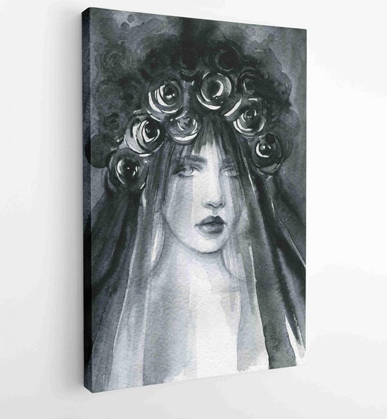 Sad bride. sorrow. beautiful woman. fashion illustration. watercolor ...