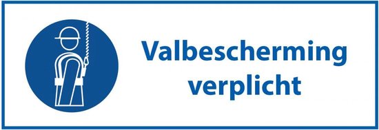 Valbescherming verplicht bord met tekst - kunststof 400 x 150 mm | bol.com