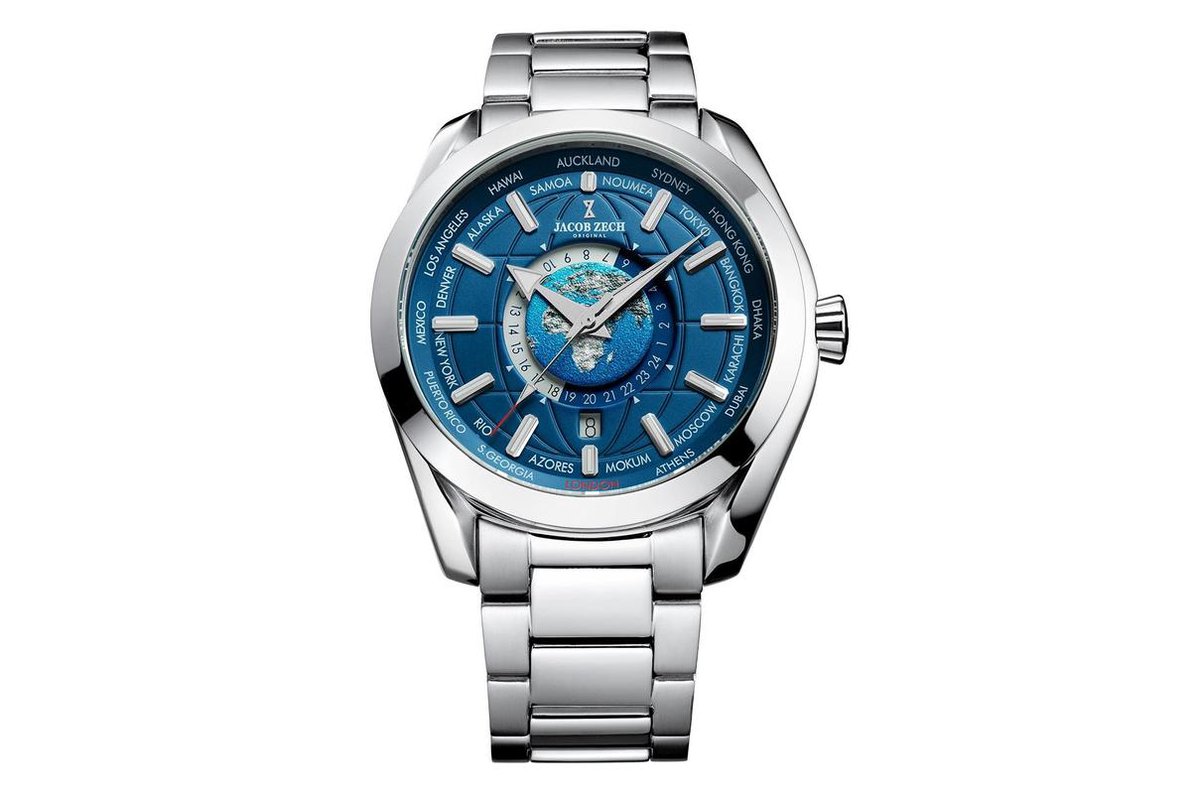 Jacob Zech London Z4.1540.002 - Worldtimer - Herenhorloge - Ø 44 mm ...