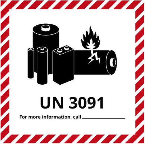 UN3091 sticker op rol met telefoonnummer 100 x 100 mm - 215 per rol | bol