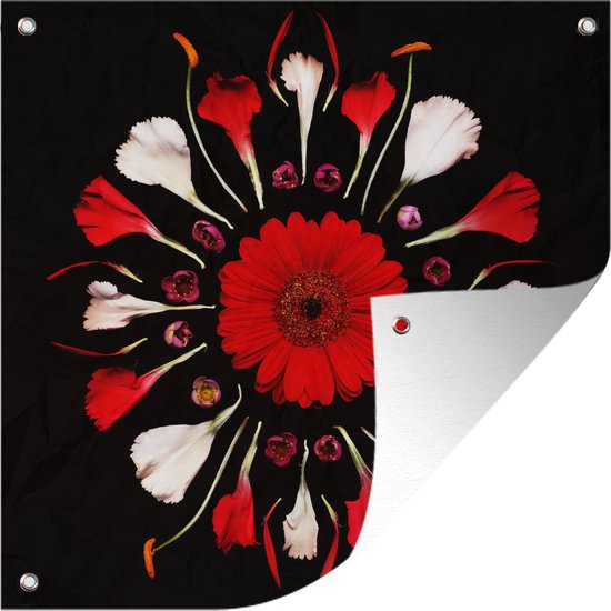 Image de poster de jardin fleurs rouges blanches et roses 100x100 cm ...