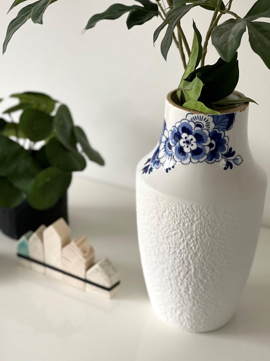 Delfts blauw vaas - 30 cm - witte vaas - grote vaas - witte vaas hoog ...
