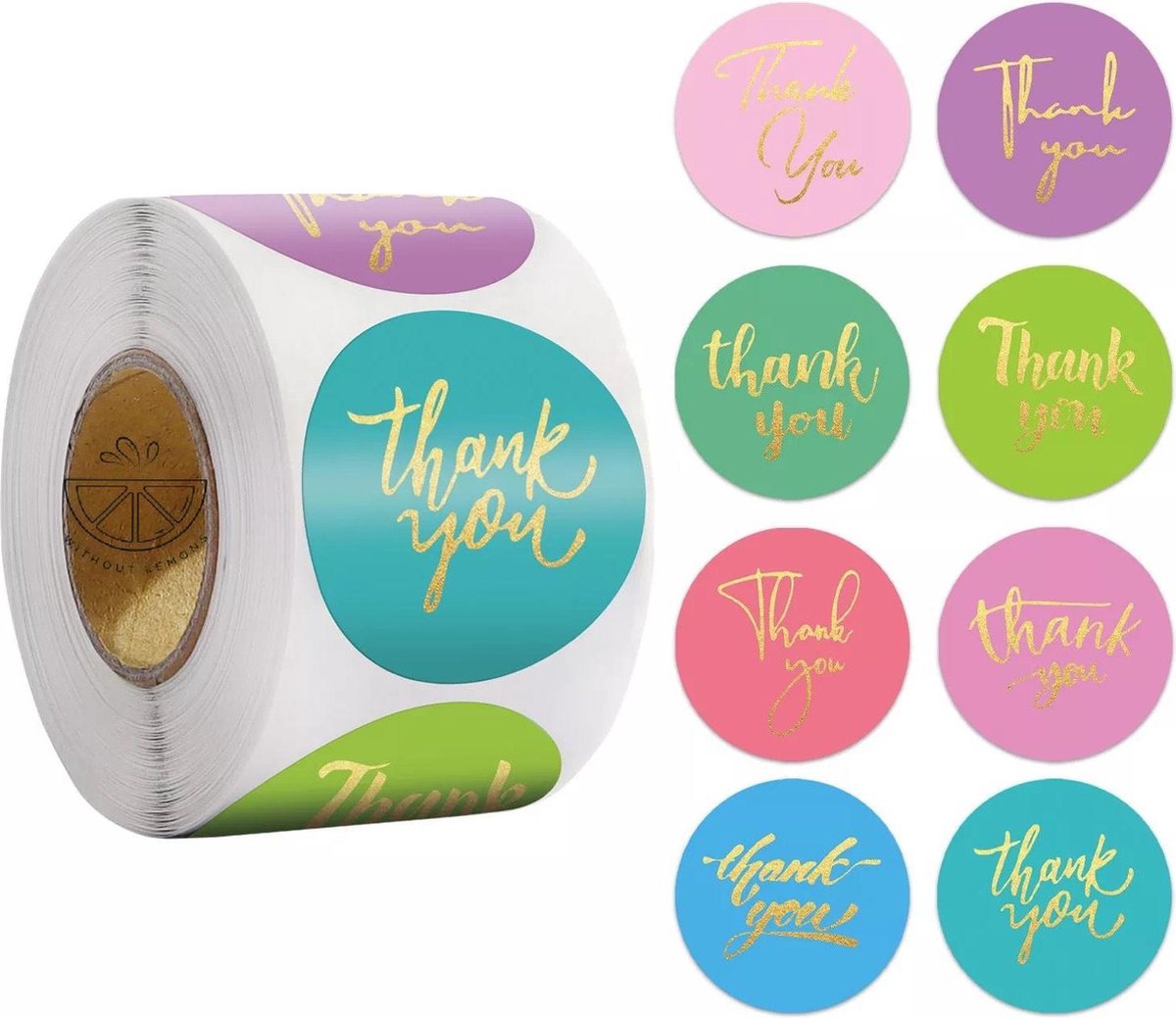 Without Lemons 500 stuks Sluitsticker Mix 8 Colors Thank You |Sluitzegel | Bedankje |... | bol.com