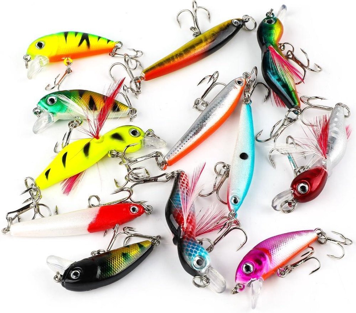 kunstaas set - 3 soorten - 12 stuks - roofvissen - pluggen - baars ...