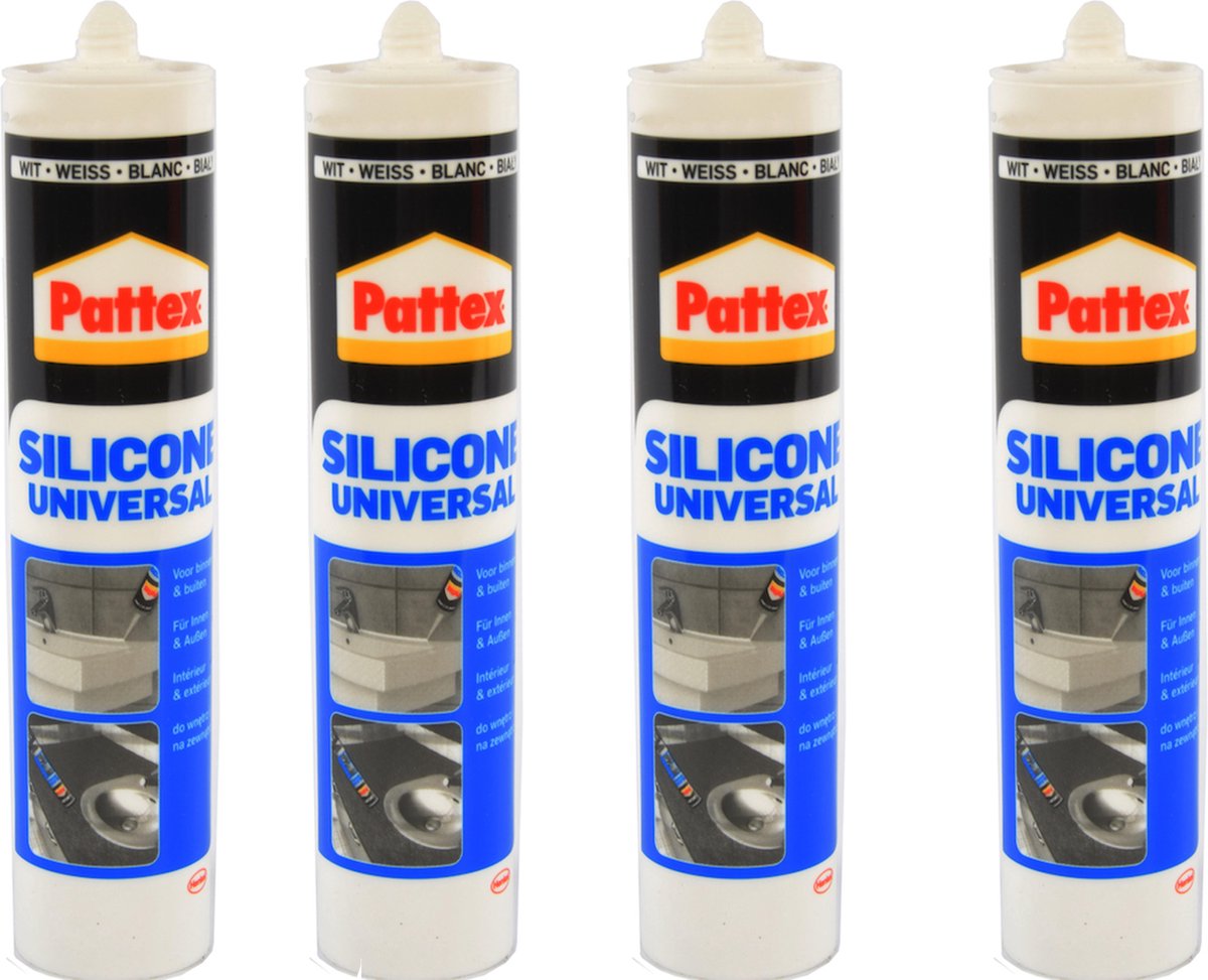 Tube sanitaire 4 X Mastic Silicone Sealant - Wit - 300 ml - Mastic ...
