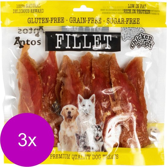 Antos Chicken D'Light Fillet - Hondensnacks - 3 x Kip 400 g | bol