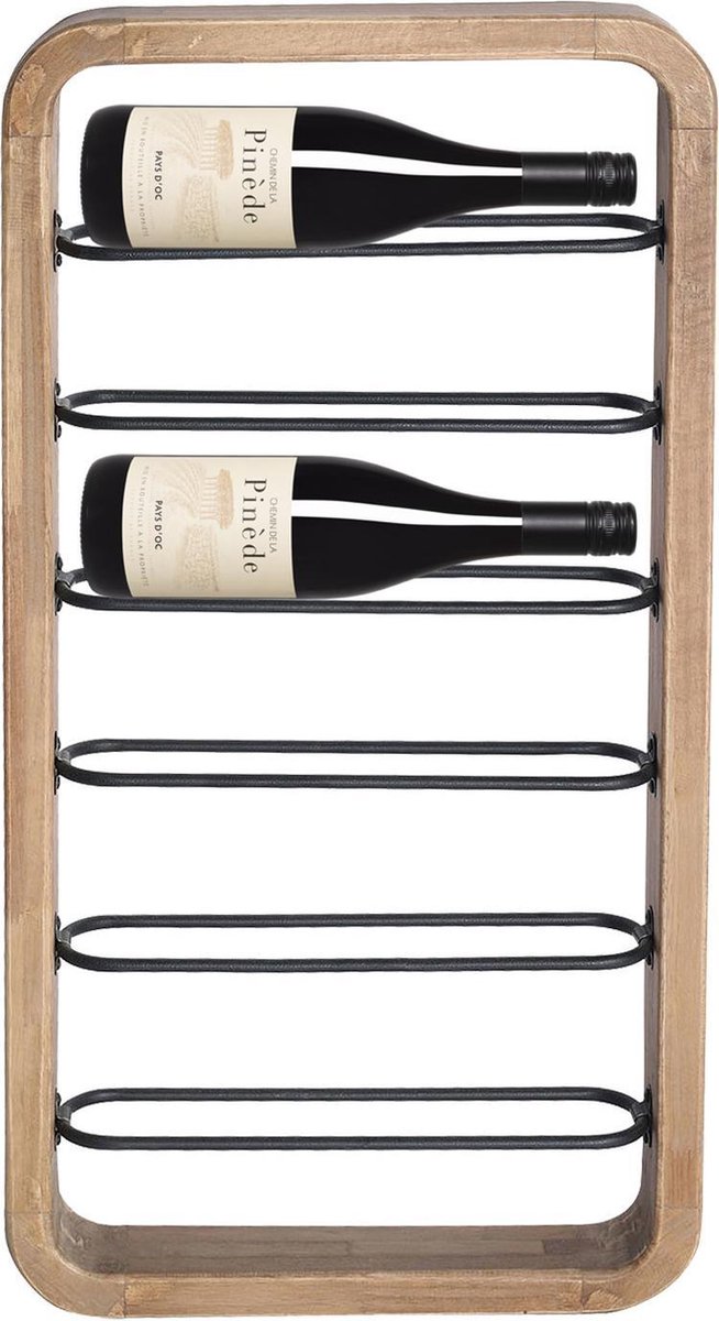 Wijnrek - Wijnrek Metaal - Wijnrek Muur - Wijnrek Hout - Zwart - 80 cm ...