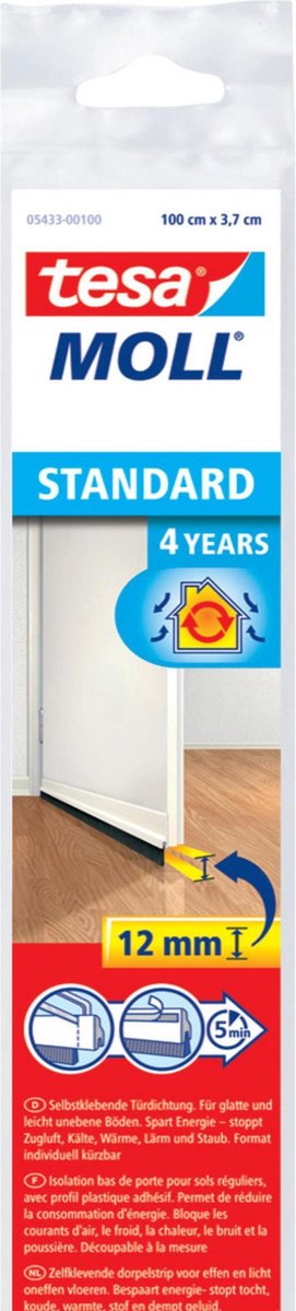 3x stuks tesa zelfklevende tochtstrip/dorpelstrip met borstel wit 1 mtr ...