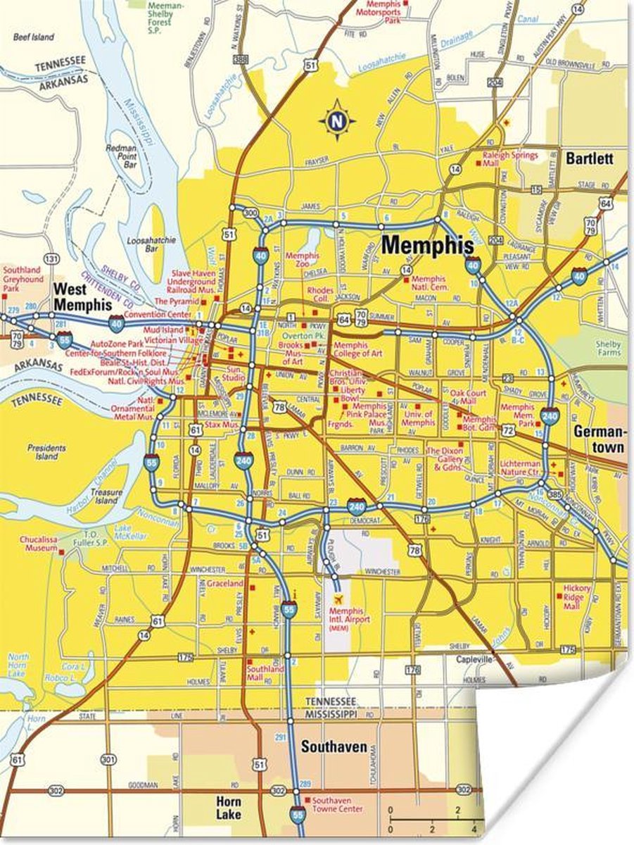 Une illustration d'une carte de Memphis poster 120x160 cm - Tirage ...