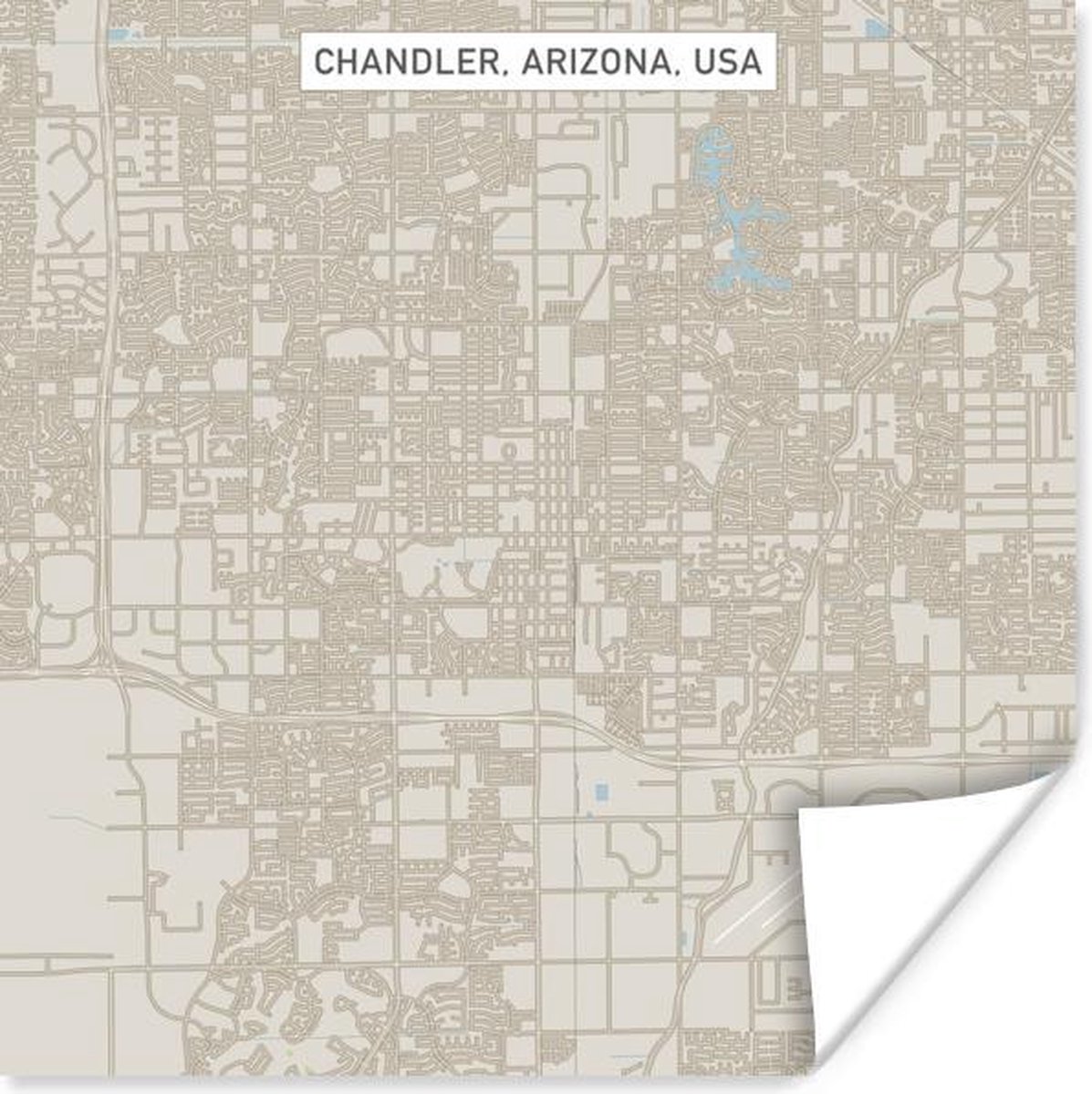 Une illustration d'une carte de Chandler poster 100x100 cm - Tirage ...