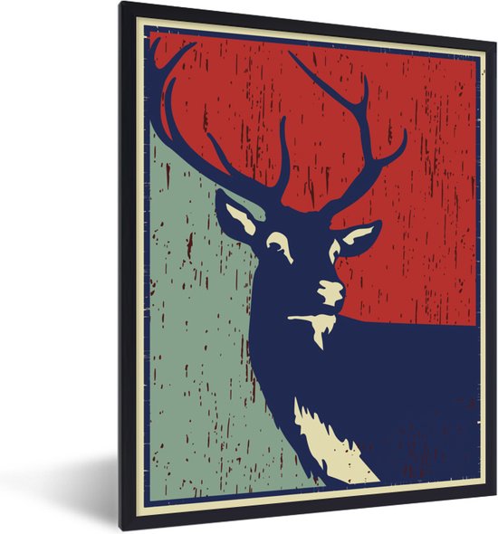 Fotolijst incl. Poster - Een illustratie van een edelhert - 60x80 cm ...