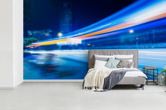 Fotobehang Snelheid van licht - snelheid van licht in blauwe strepen ...