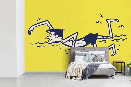 Behang - Fotobehang een persoon die aan het zwemmen is - Breedte 390 cm ...