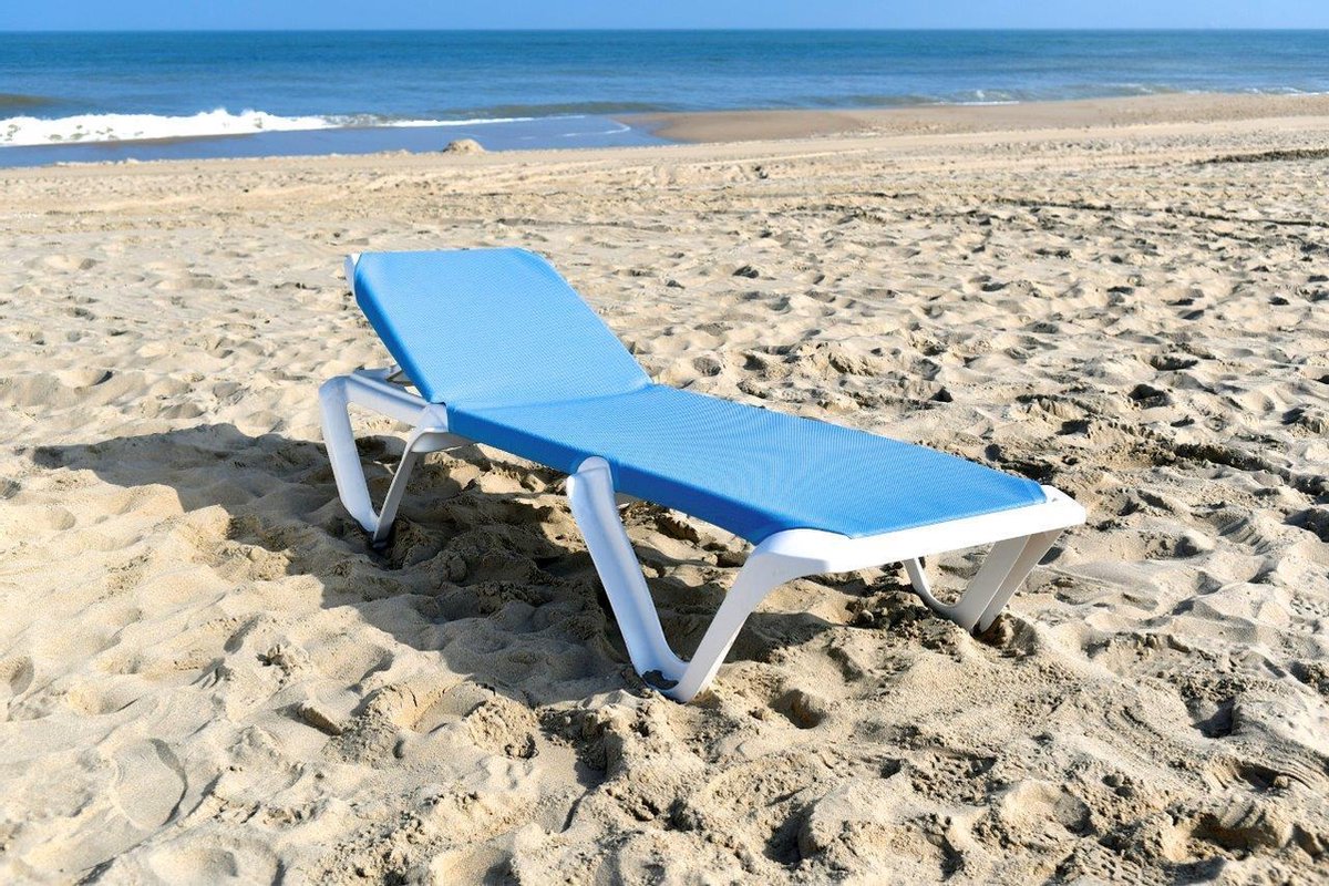 Balliu Evapro Strandbed - Ligbed - Wit Frame Steelblue Textileen | bol.com