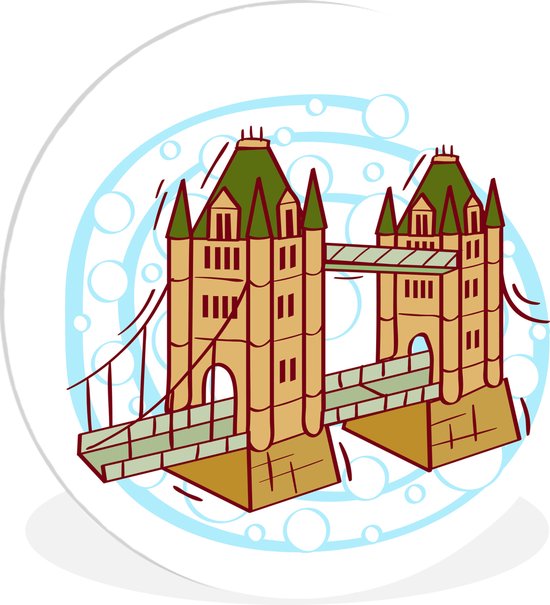 WallCircle - Wandcirkel ⌀ 120 - Illustratie van de Tower Bridge met ...