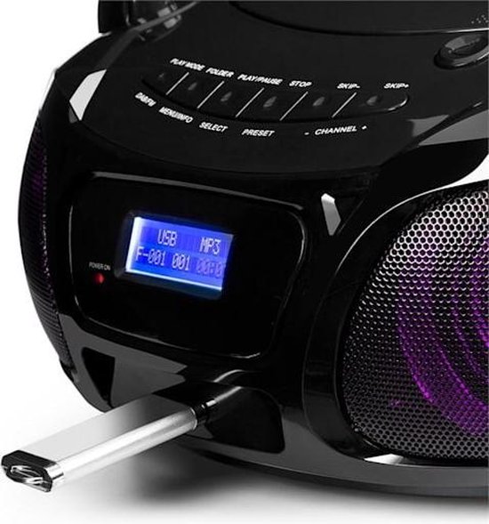 Roadie DAB Boombox, lecteur CD, DAB/ DAB + FM , lumière disco LED , USB ...