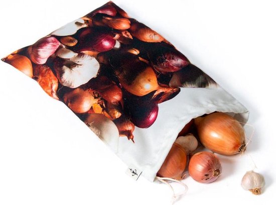Herbruikbare groenten zak - Uien en knoflook - MB Design - H 31 x B 21 ...