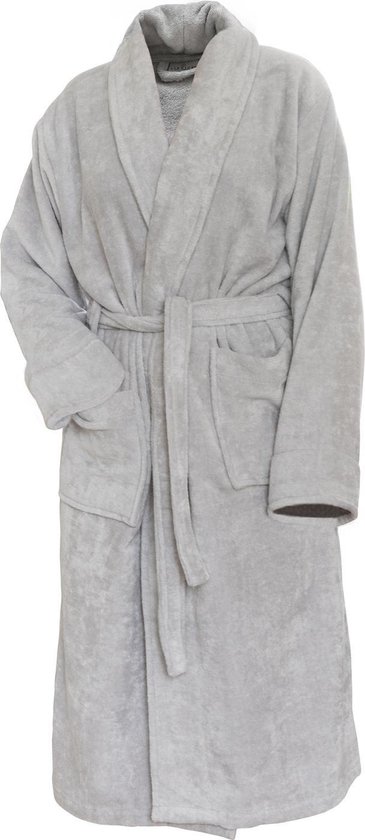 LINNICK Pure Badjas Velours - 100% Katoen - Light Grey - Maat L ...