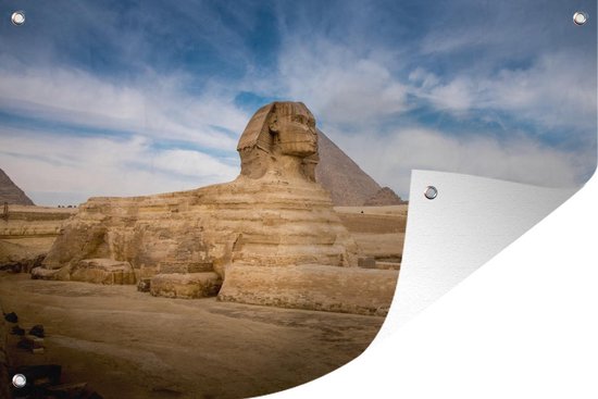 Tuindecoratie De Sfinx van Gizeh die voor de grote piramide van Giza in ...