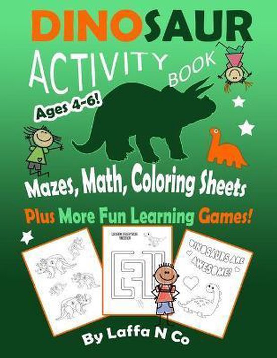 Dinosaur Activity Book Ages 4-6 Mazes, Math, Coloring Sheets Plus More ...