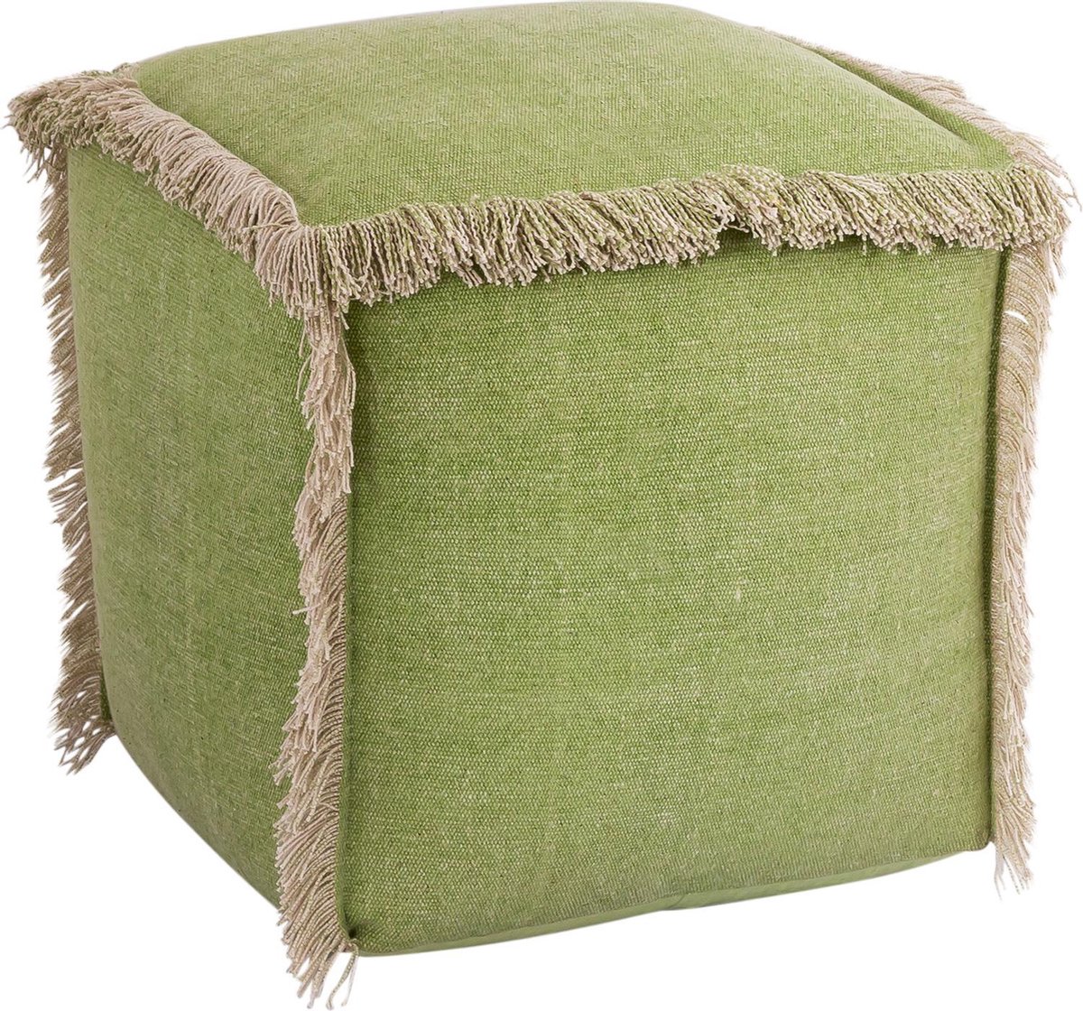 Pippa Design Poef - vierkant- met franje - groen | bol.com