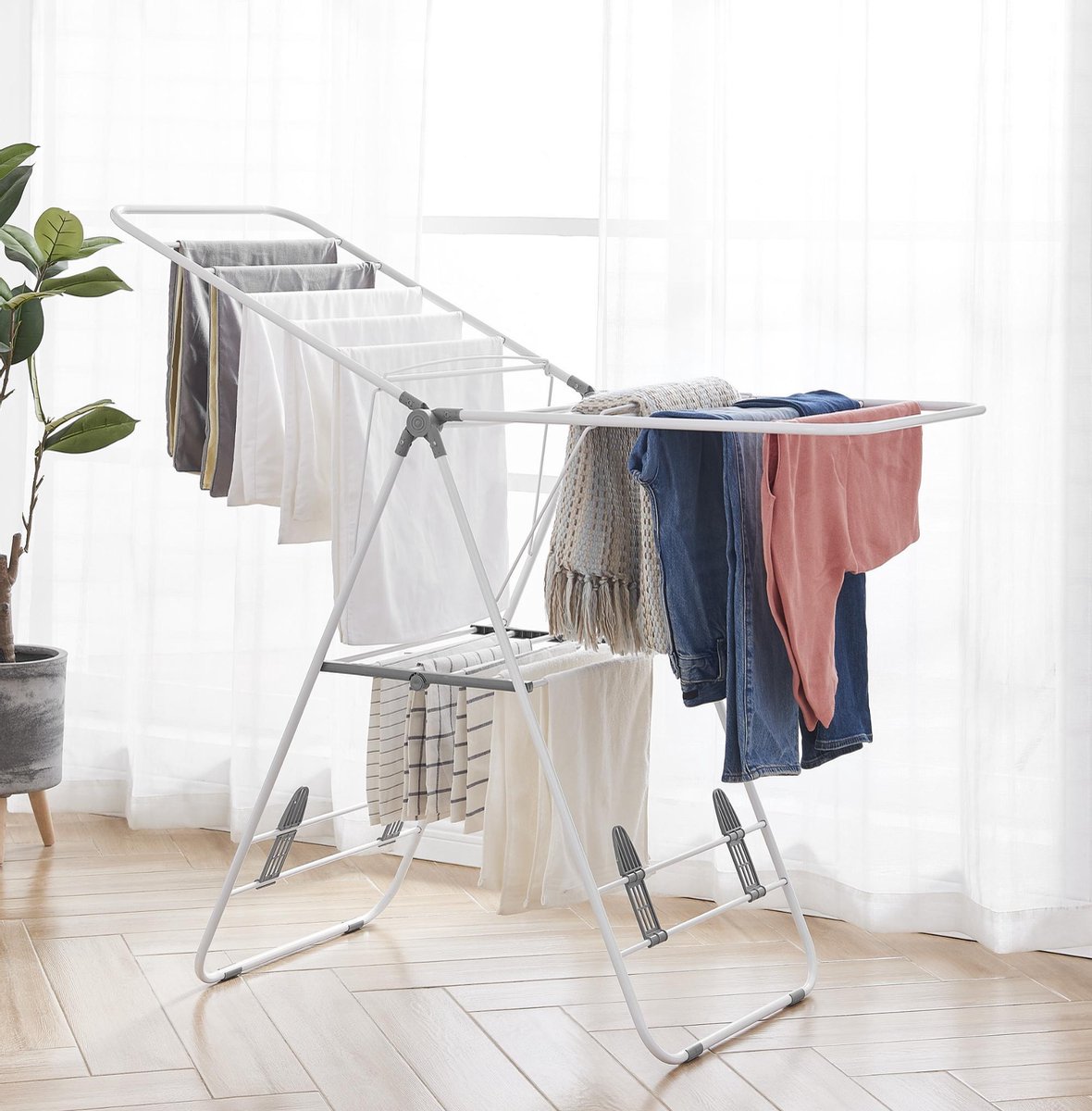 ACAZA Droogrek - Inklapbaar Wasrek - Verstelbaar en Ruim - 146 cm Lang ...