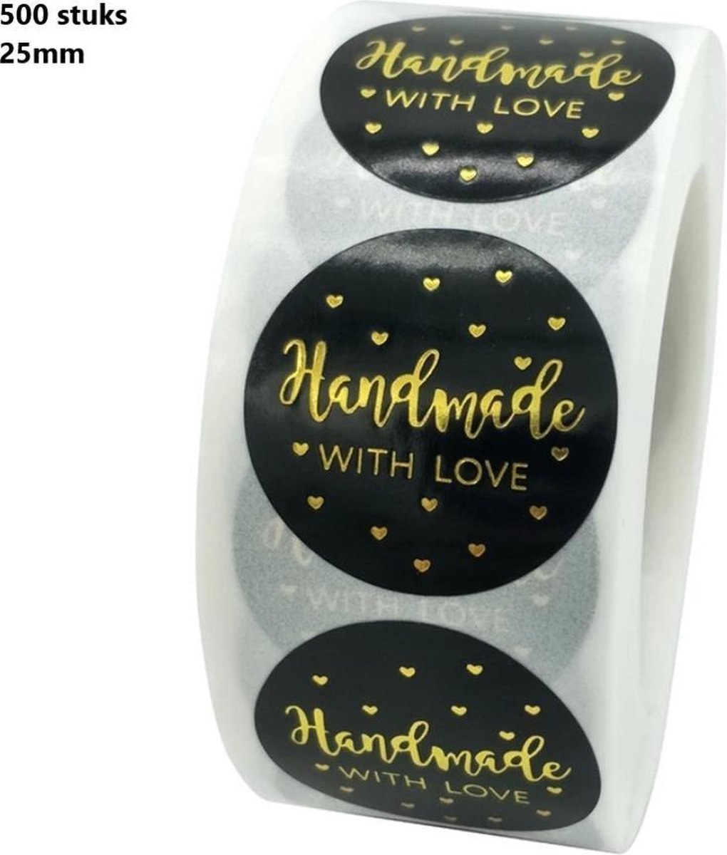 Stickers "Handmade with love" - Bedrijfs stickers - Hobby Stickers - 500 stuks op rol... | bol.com