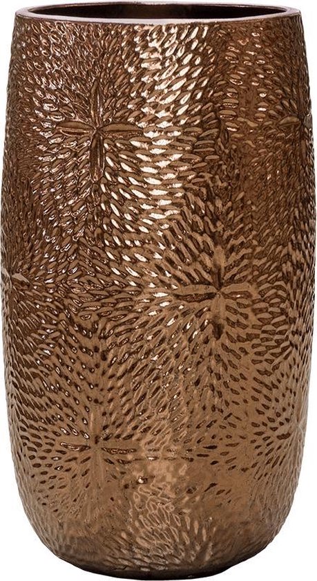 Hoge Pot Marly Gold ronde gouden bloempot voor binnen en buiten 36x63 ...