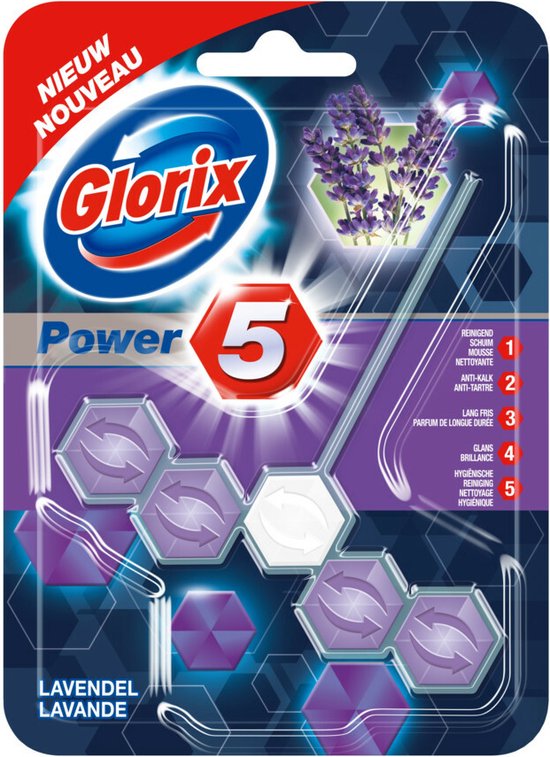 Glorix Power 5 Wc Blok- Lavendel - 9 stuks Voordeelverpakking | bol
