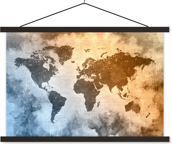 Schoolplaat - Textielposter - Wereldkaart - Abstract - Kleuren - 90x60 cm - Textiel poster | bol.com