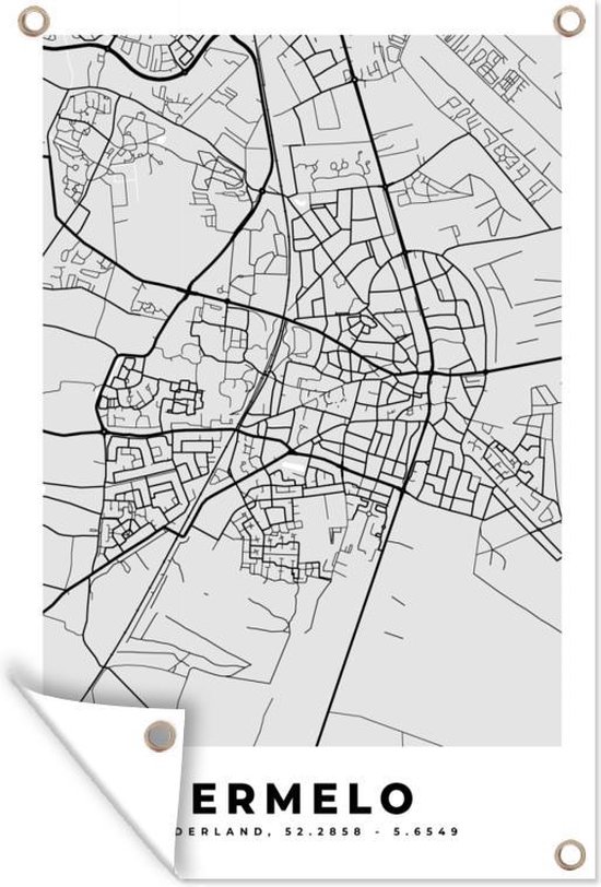 Tuinposters buiten Stadskaart - Ermelo - Grijs - Wit - 60x90 cm ...