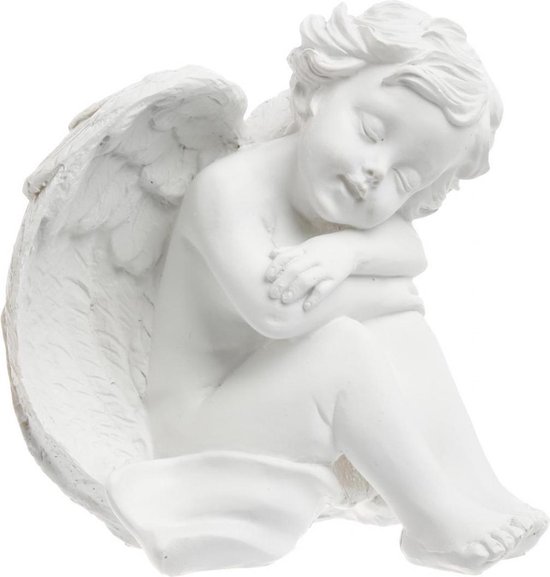 Engel wit - Lief zittend engeltje - engelfiguur - 16,5cm hoogte | bol