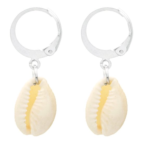 Oorbellen met Schelpen - RVS Oorringen - 12x30 mm - Zilverkleurig | bol