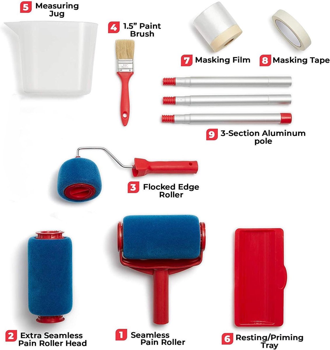 Paint Runner pro verfset 9 stuks | rood | Easy Paint Runner Verfroller ...