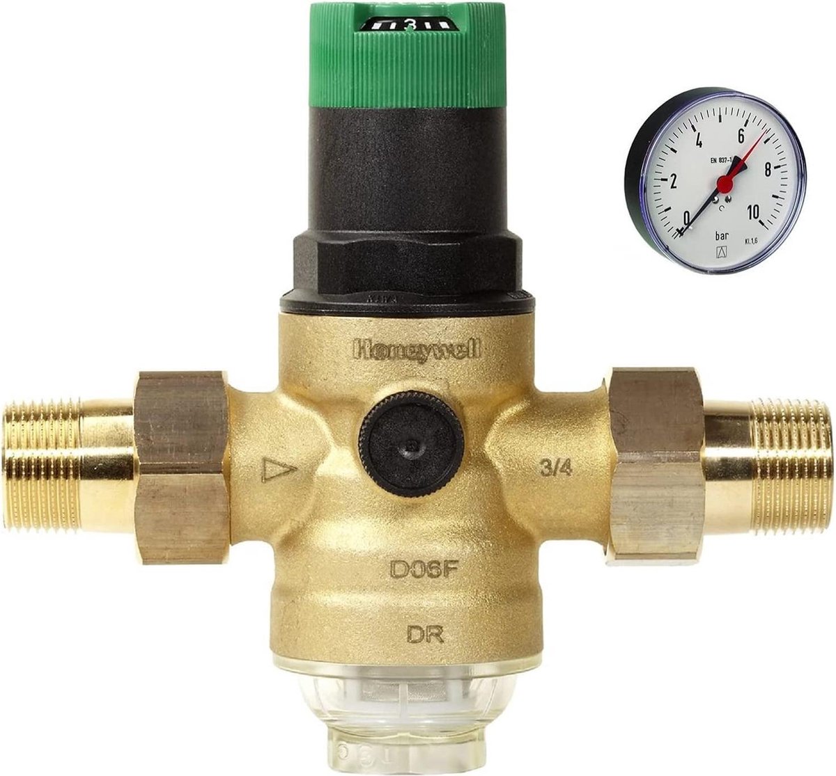 Honeywell Braukmann D06F réducteur de pression, 1 pouce, avec manomètre | bol