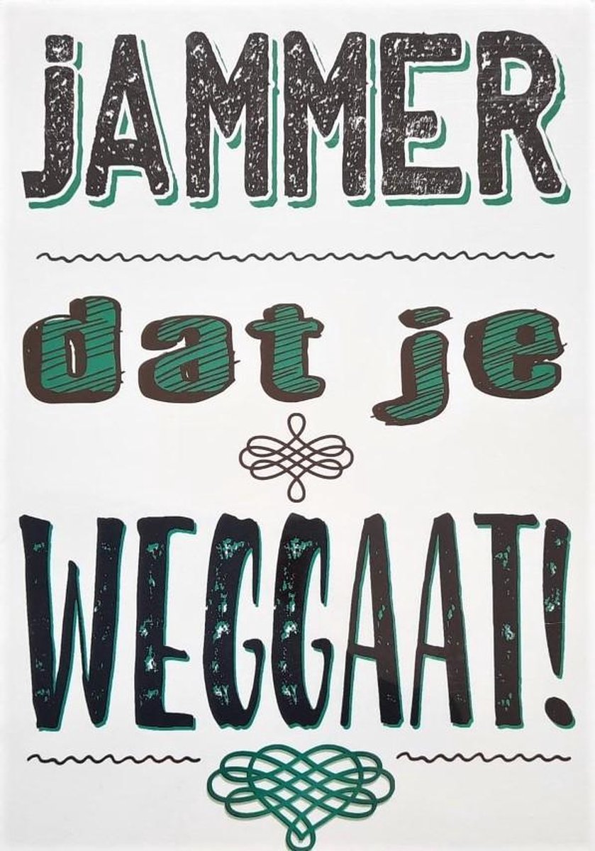 Jammer dat je weggaat + Blanco Wenskaart Ballonnen – 2 Wenskaarten – 12 ...