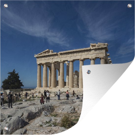 Parthénon admiré par les touristes affiche de jardin toile en vrac ...