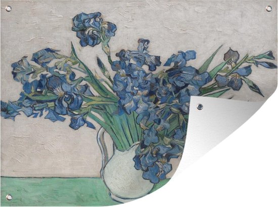 Muurdecoratie buiten Vaas met Irissen - Vincent van Gogh - 160x120 cm - Tuindoek | bol.com