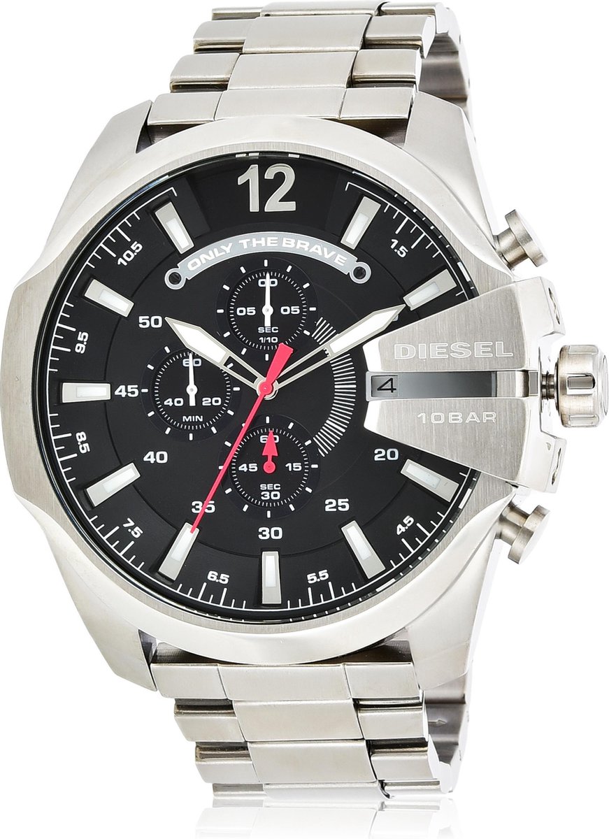 Diesel Mega Chief DZ4308 Herenhorloge 51 mm - Zilverkleurig | bol.com
