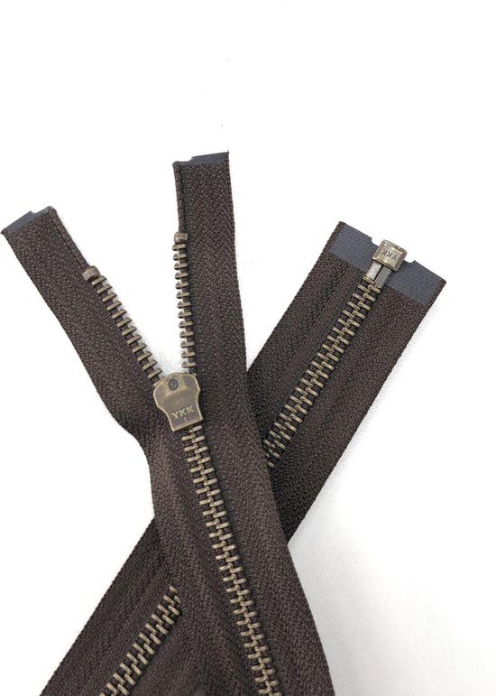 YKK rits, Deelbare rits Donkerbruin met oud messing metaal tanden 70 cm lang | bol