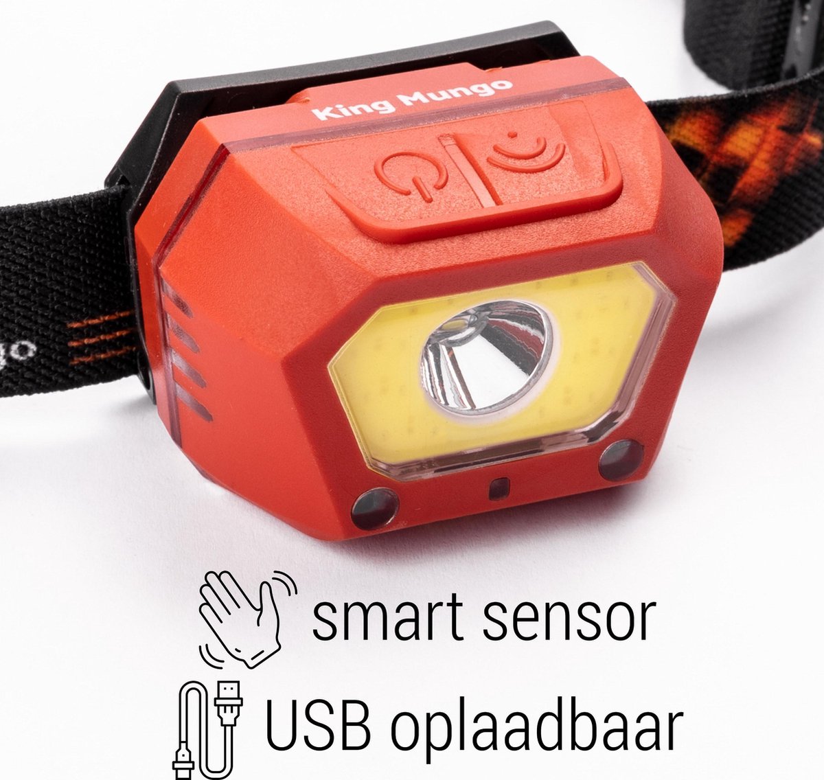 Hoofdlamp LED Oplaadbaar Rood - Bewegingssensor - 300 Lumen - King ...