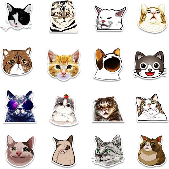 Katten Stickers 50 Stuks | Grappige Dieren Stickers | Kat | Poes | Kitten | Humor |... | bol