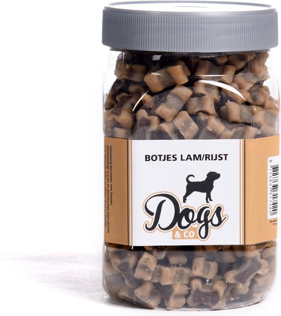 Honden Snacks in Pot 500 gram - Botjes Lam/Rijst - Trainingskoekjes ...