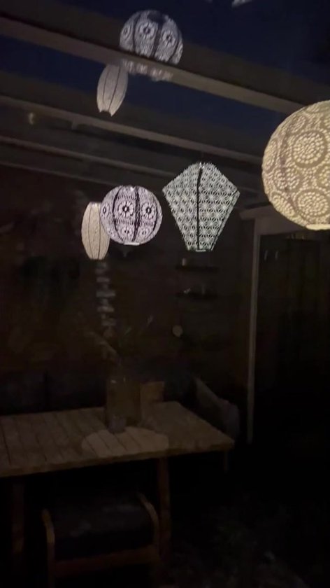 5 x Solar lampion met motief – ovale vorm - 20 b x 40 h – grijs ...