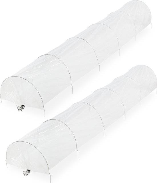 kweektunnel - set van 2 - 3,7 m - folietunnel - transparant | bol