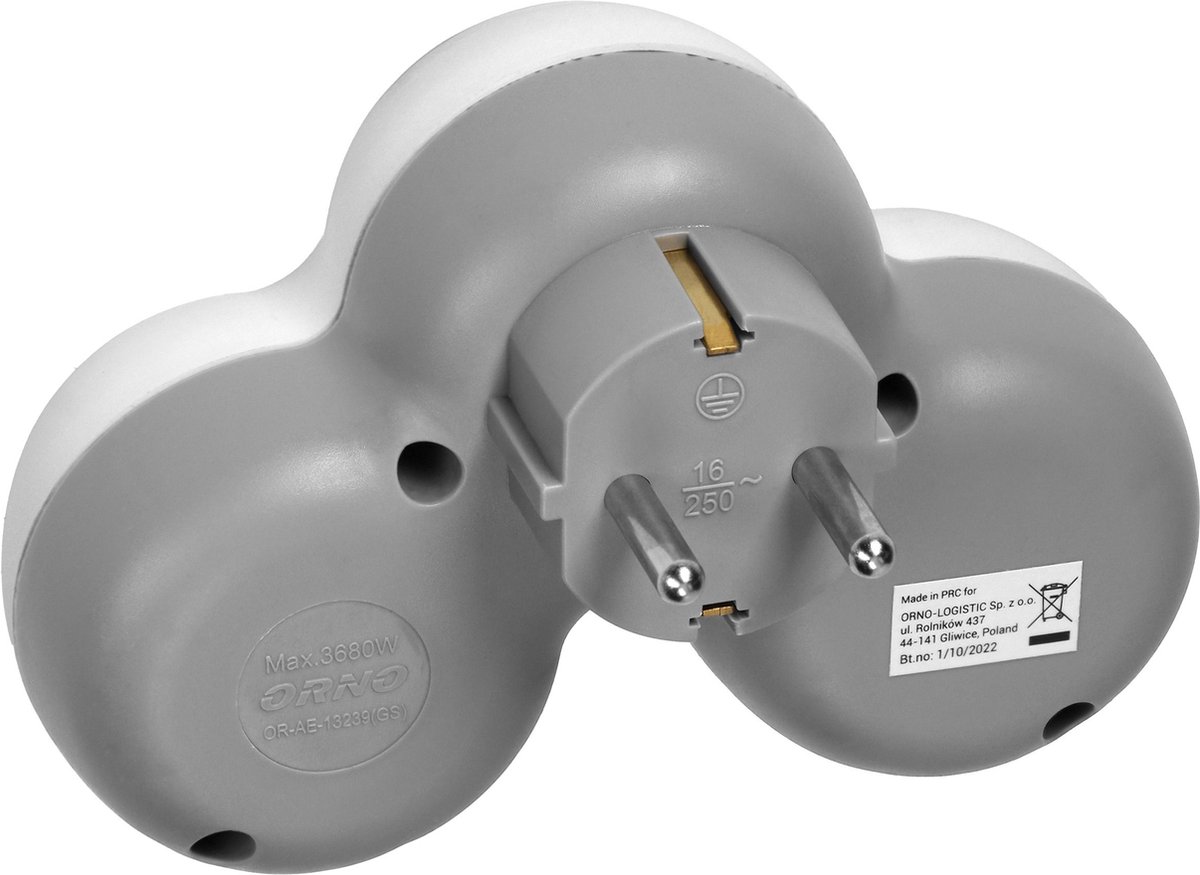 Stopcontact splitter - Verdeelstekker horizontaal - Verloopstekker 3x ...